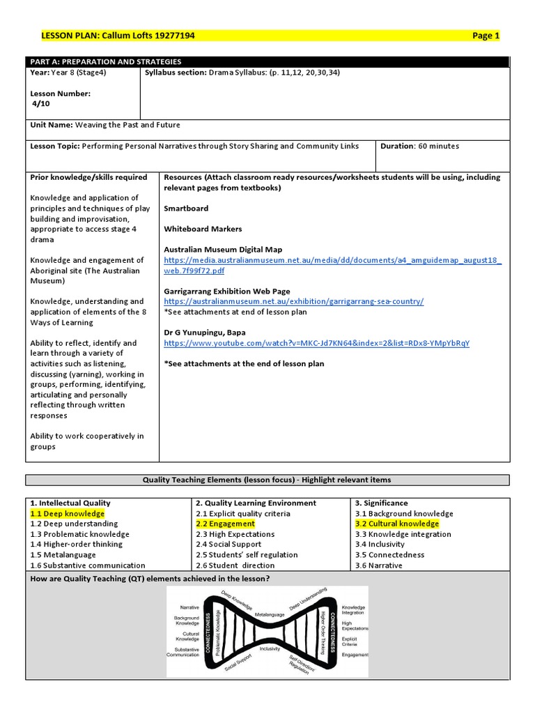 Lesson Plan Aboriginal Pedagogies | PDF | Narrative | Indigenous ...