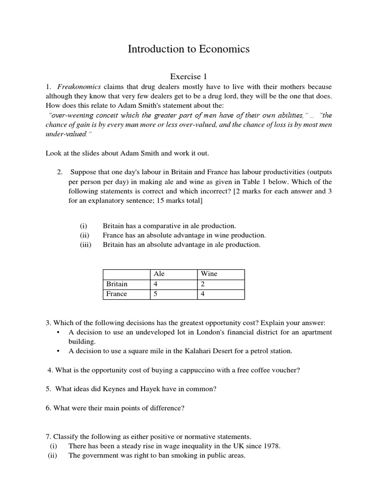 Economics Concepts and Comparisons | PDF