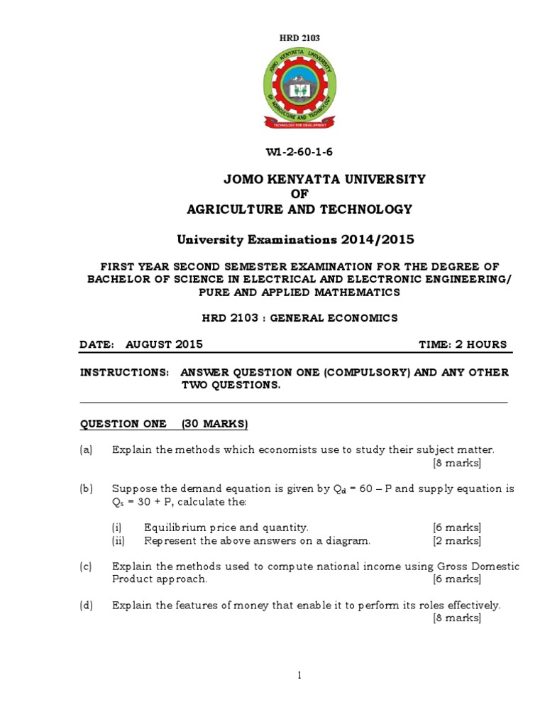 (Cored) HRD 2103 General Economics | PDF | Demand | Price Elasticity Of ...