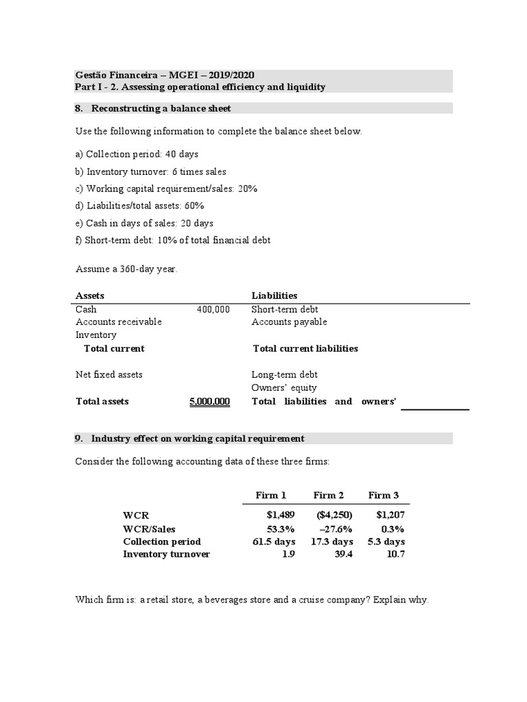 Exercises 1.2. | PDF | Working Capital | Balance Sheet