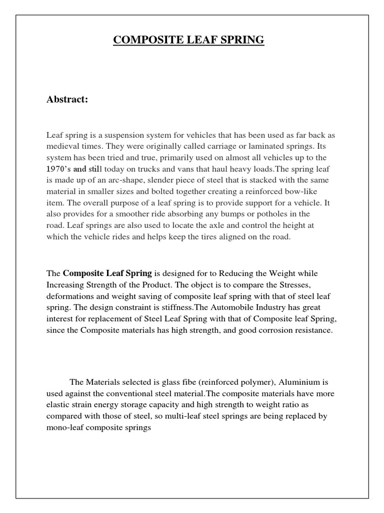 Composite Leaf Spring: Abstract | PDF