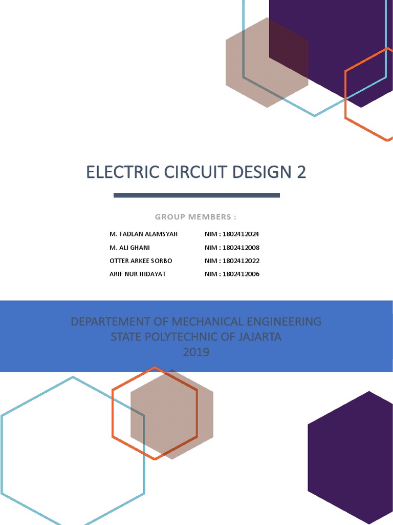 Electric Circuit Design 2: Departement of Mechanical Engineering State ...