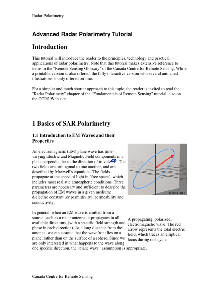 Advanced Radar Polarimetry Tutorial: 1.1 Introduction To EM Waves and ...