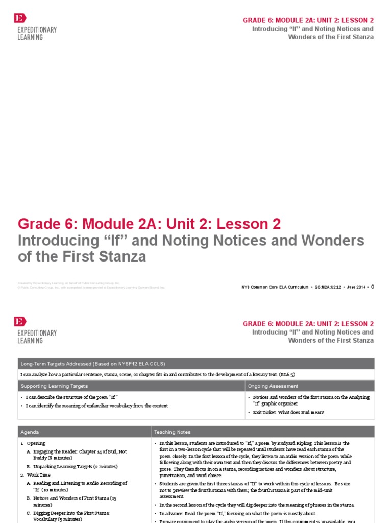 Grade 6: Module 2A: Unit 2: Lesson 2: Introducing "If" and Noting ...