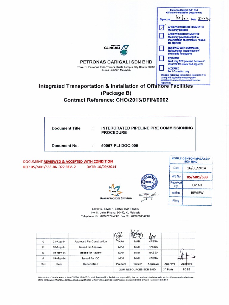 Pipeline Precomm Procedure | PDF