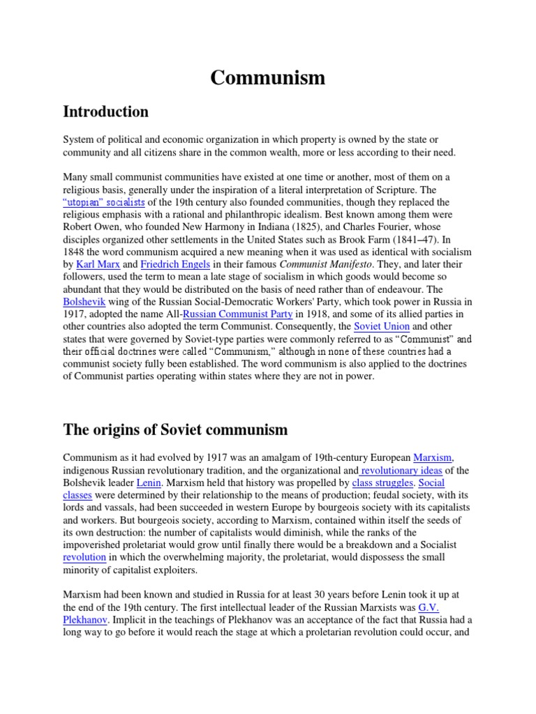 Communism: A Brief Introduction | PDF | Communist Party Of The Soviet ...