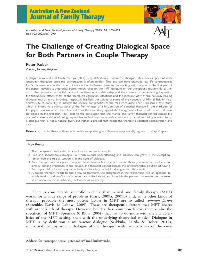 The Challenge of Creating Dialogical Space.... Peter Rober | PDF ...