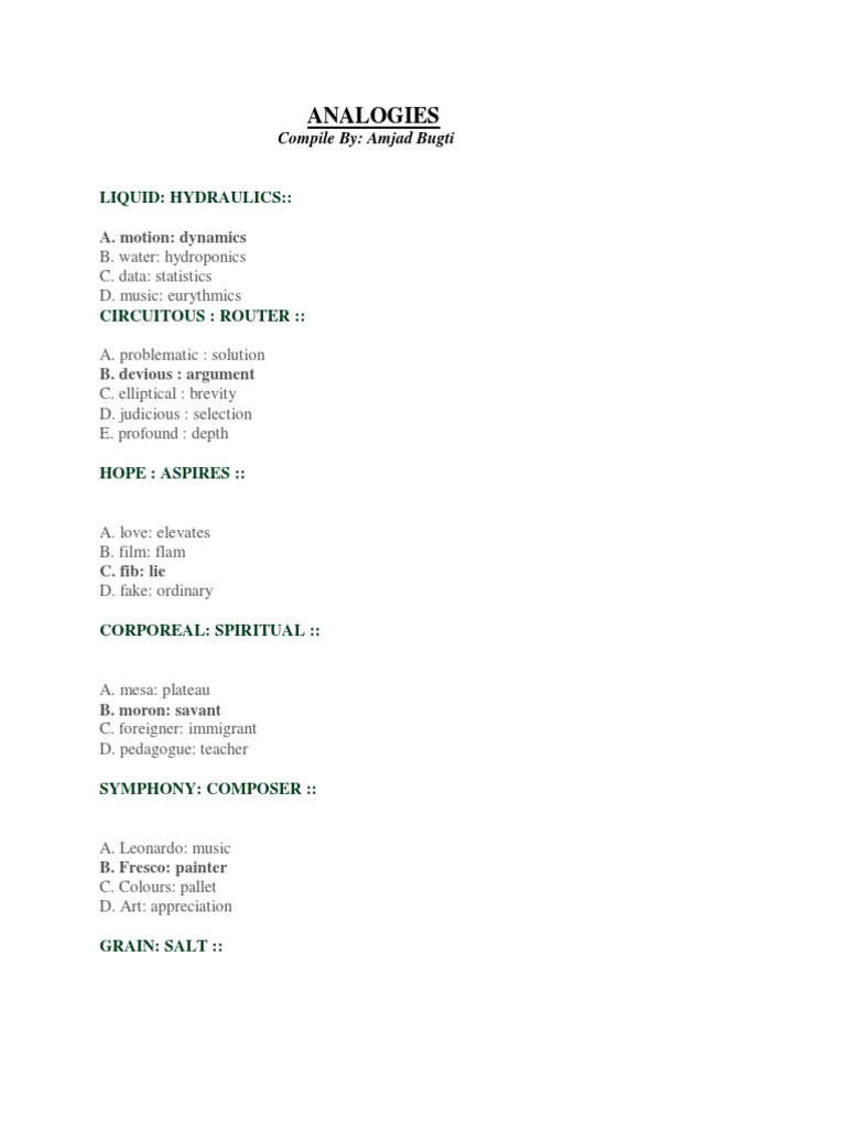Analogies | PDF | Nature