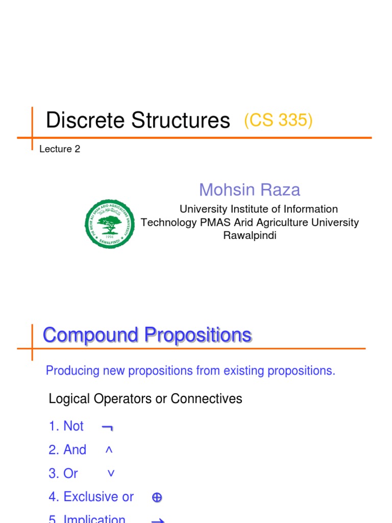 Discrete Structures: Mohsin Raza | PDF | Contradiction | Logical Expressions