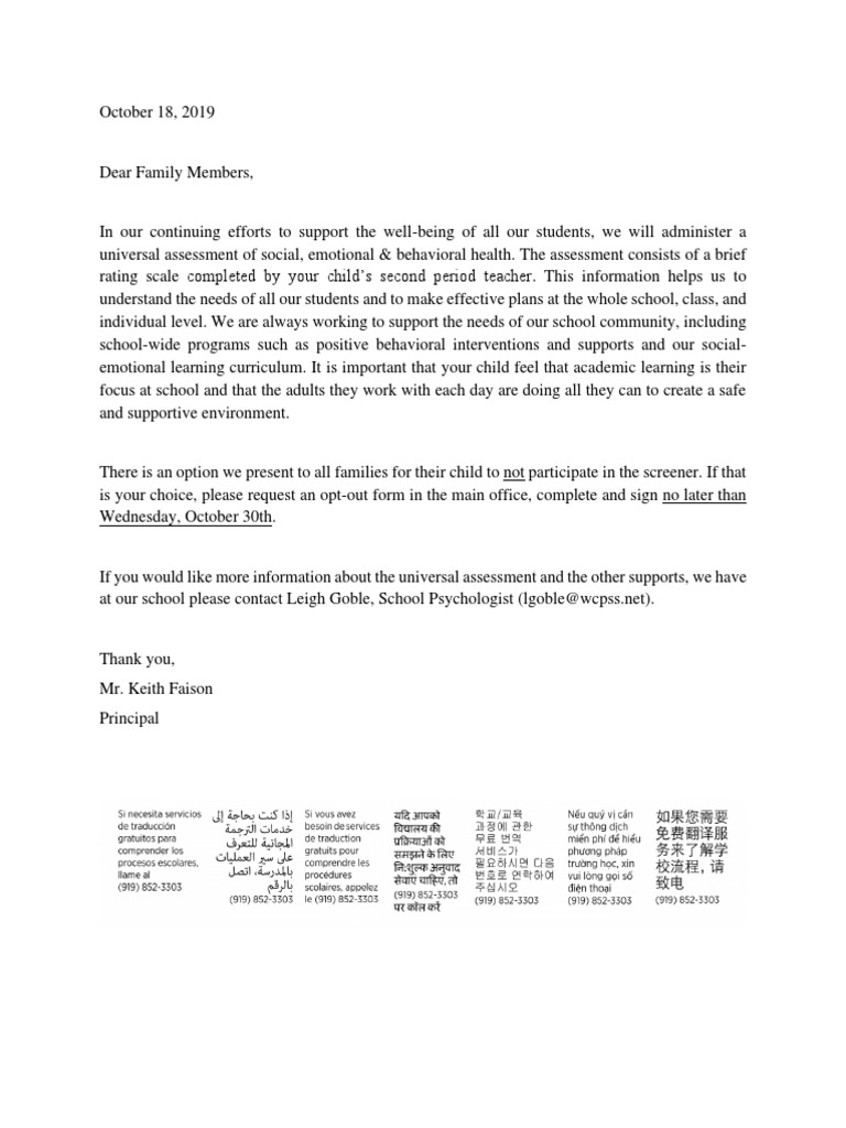 Student Well-Being Assessment Notice | PDF | Self-Improvement | Wellness