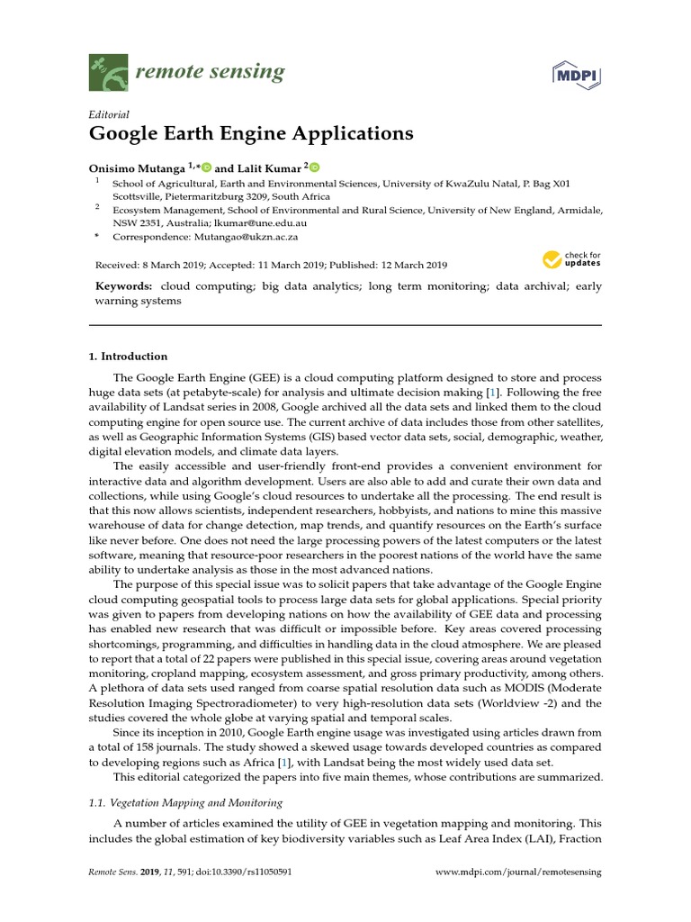 Google Earth Engine Applications | PDF | Remote Sensing | Cloud Computing