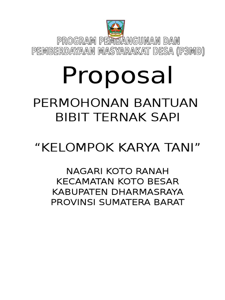 Proposal Permohonan Bantuan Bibit Ternak Sapi 1 | PDF Proposal Permohonan Bantuan Bibit Ternak Sapi 1 | PDF