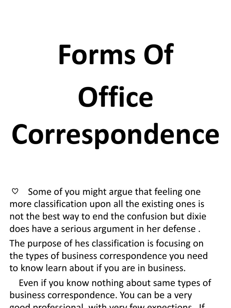 Types of Business Correspondence Guide | PDF | Career & Growth | Business
