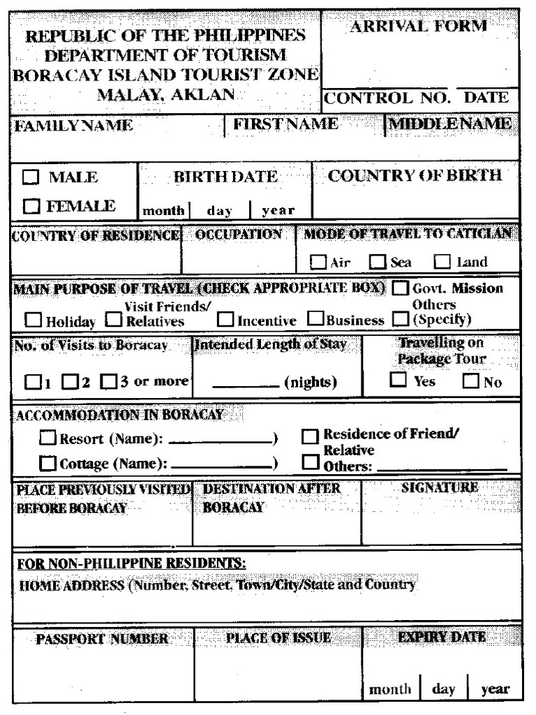 Tourist Arrival Form | PDF
