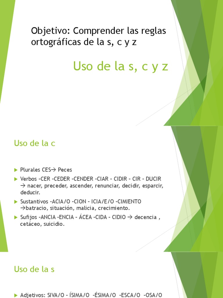 Reglas Ortográficas: Uso de S, C y Z | PDF | Estudios de idiomas ...