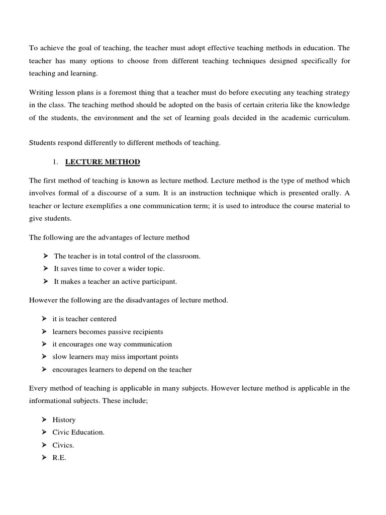 50 Methods of Teaching PDF | PDF | Teaching Method | Lecture