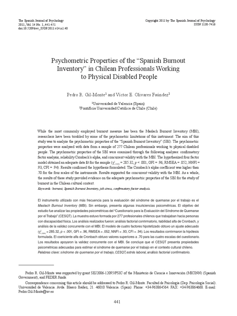 2011 Gil Monte y Olivares SJP PDF | PDF | Occupational Burnout ...