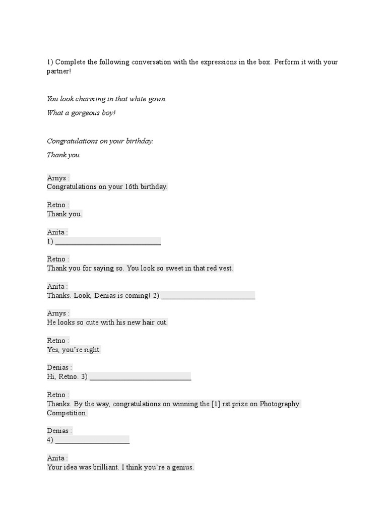 Soal Complement and Congratulation | PDF