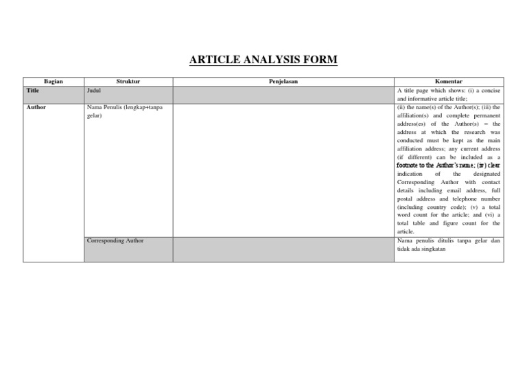 Article Analysis Form Guidelines | PDF