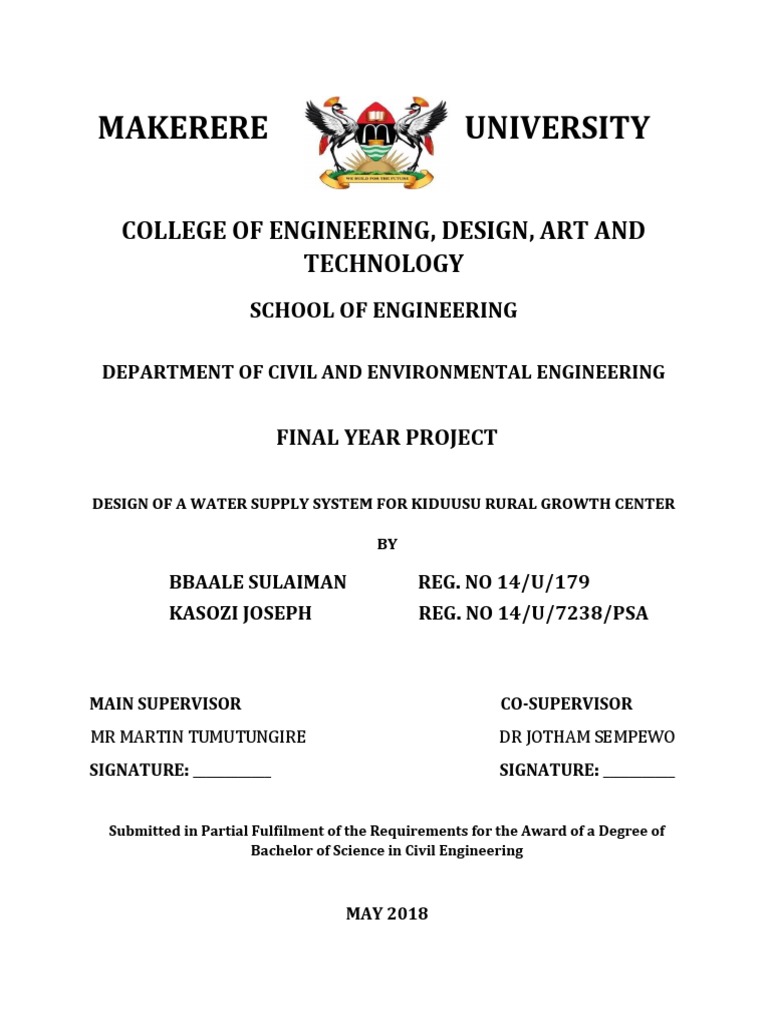 Design of A Water Supply System For Kiduusu Rural Community | PDF ...
