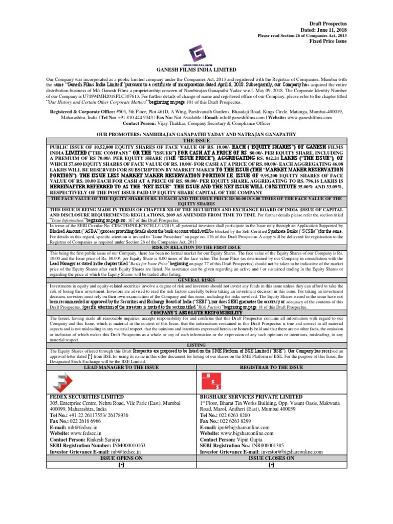 Prospectus | PDF | Stocks | Securities (Finance)