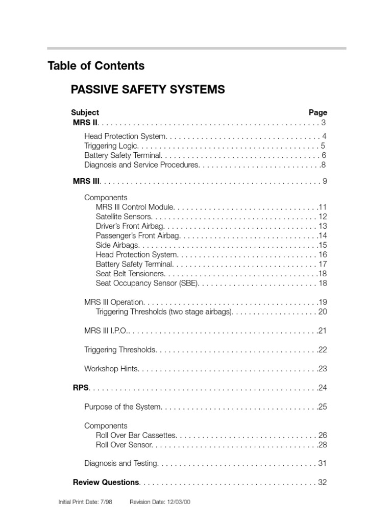7 Passive Safety Systems | PDF | Airbag | Seat Belt