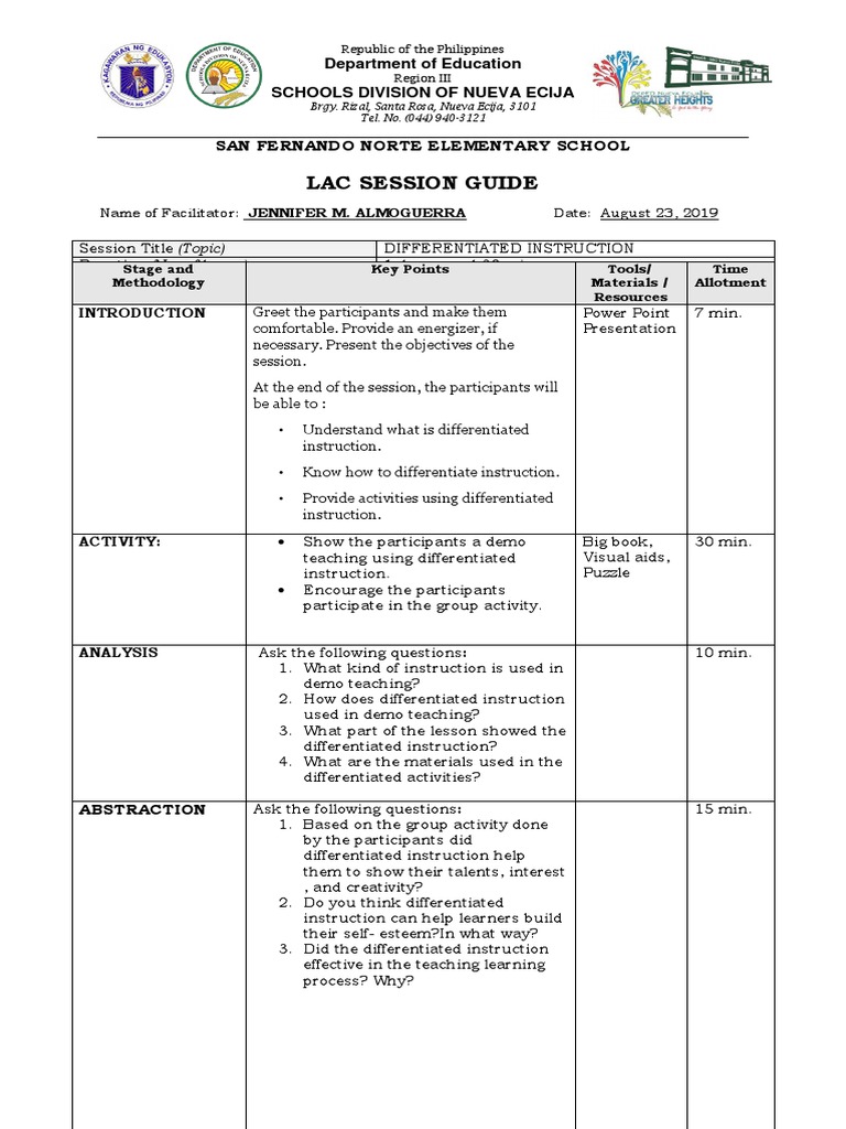 Differentiated Instruction LAC Session Guide | PDF | Differentiated ...