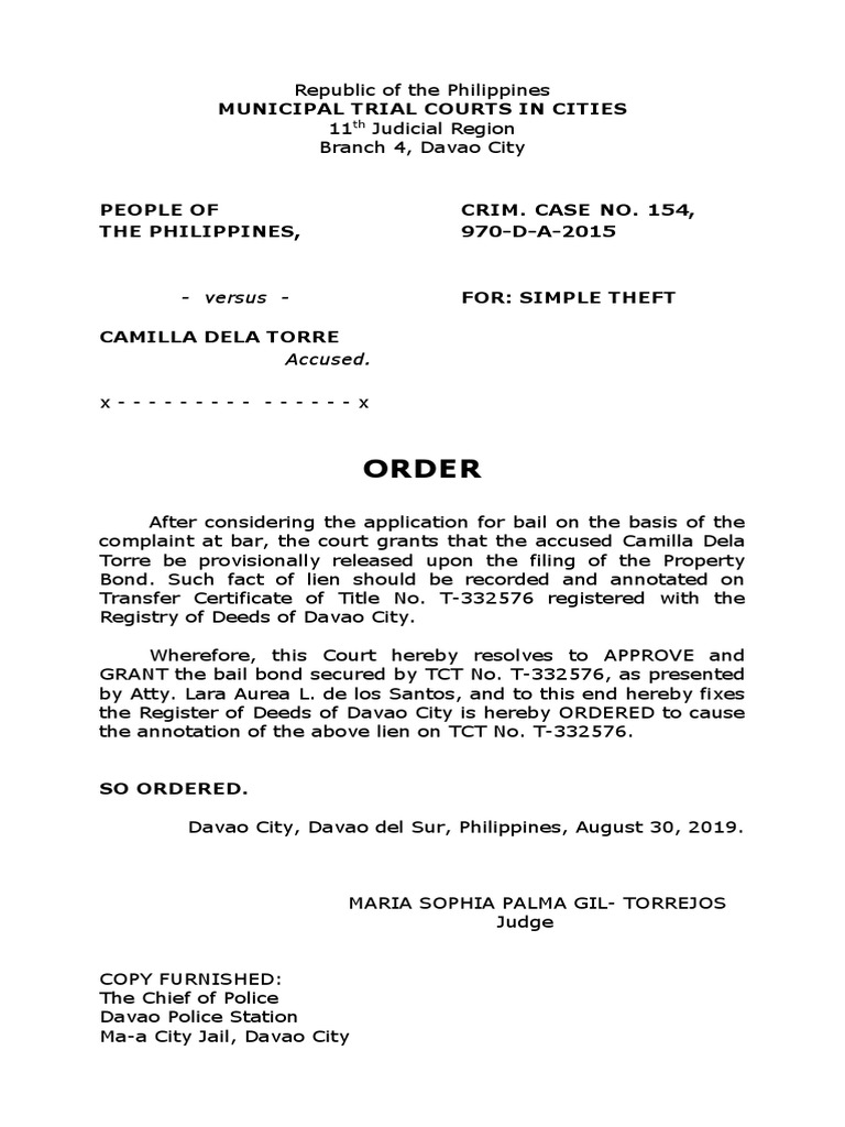 Order: Municipal Trial Courts in Cities | PDF