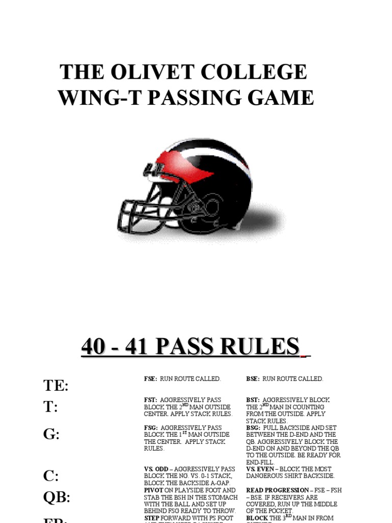 Olivet College Wing T Passing Game | PDF | Gridiron Football | National ...
