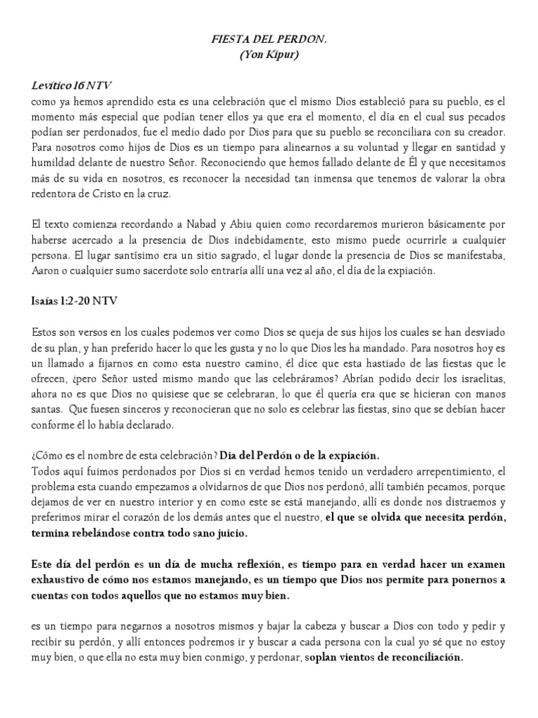 La Fiesta del Perdón y Reconciliación | PDF | Expiación en el ...