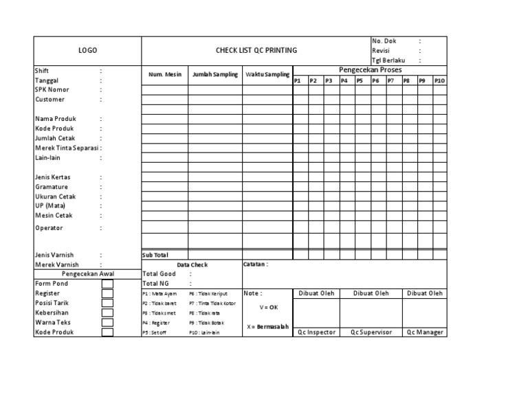 Checklist Sheet QC Abdil & Yuni | PDF