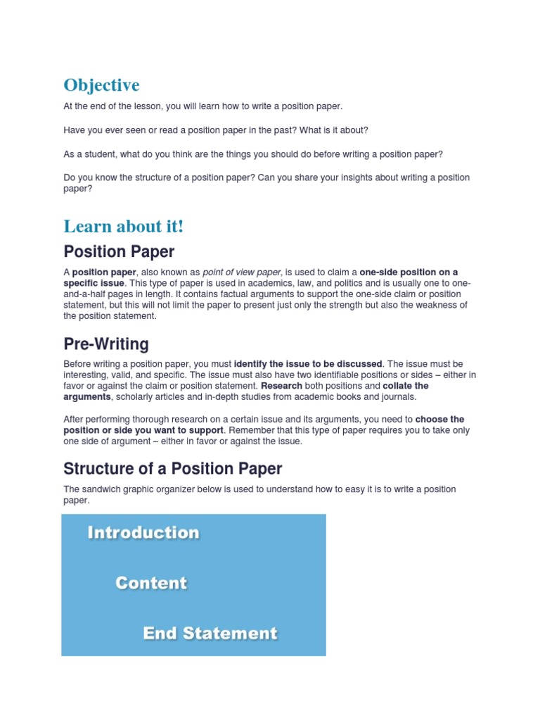 Guidance on Crafting an Effective Position Paper: A Step-by-Step ...