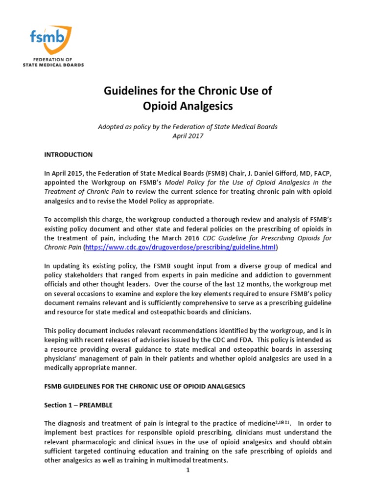 Guidelines For The Chronic Use of Opioid Analgesics | PDF | Substance ...