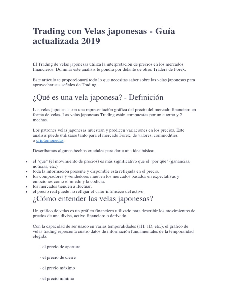 Trading Con Velas Japonesas - Guía Actualizada 2019 | PDF | Análisis ...