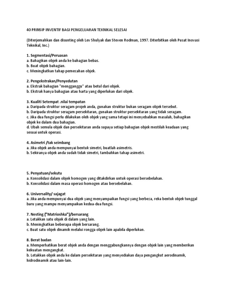 40 Prinsip Inventif | PDF