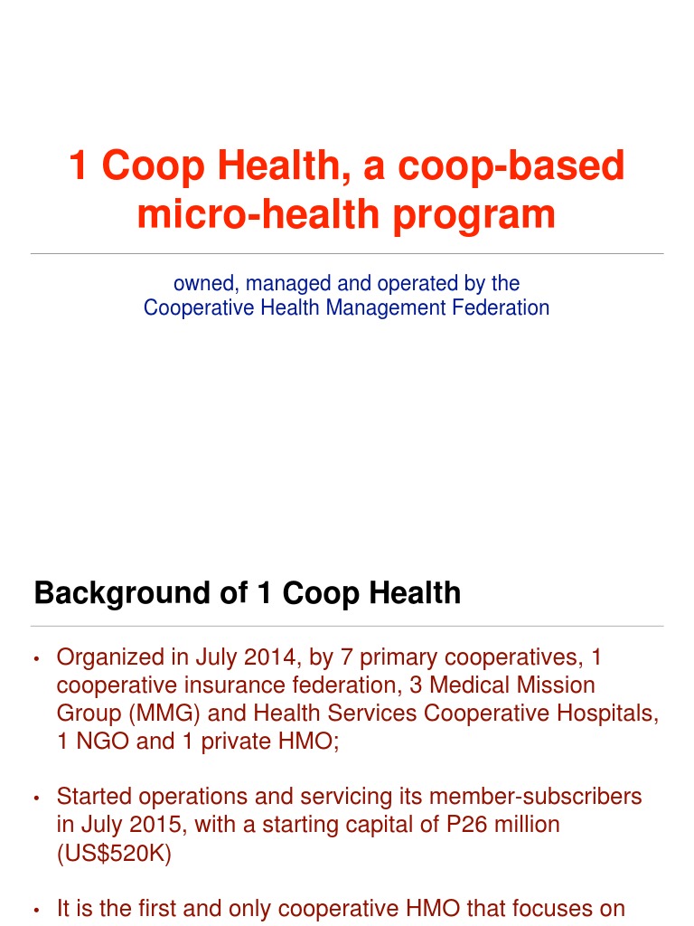 1 Coop Health, A Coop-Based Micro-Health Program | PDF | Cooperative ...