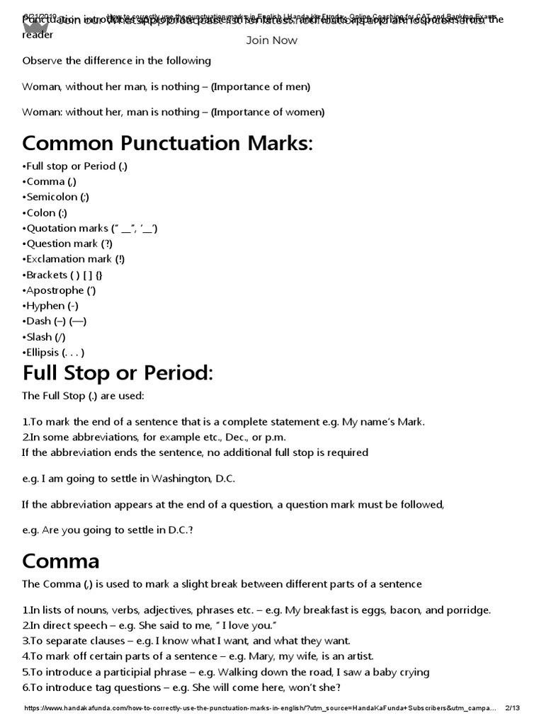 Punctuation guide | PDF | Punctuation | Comma