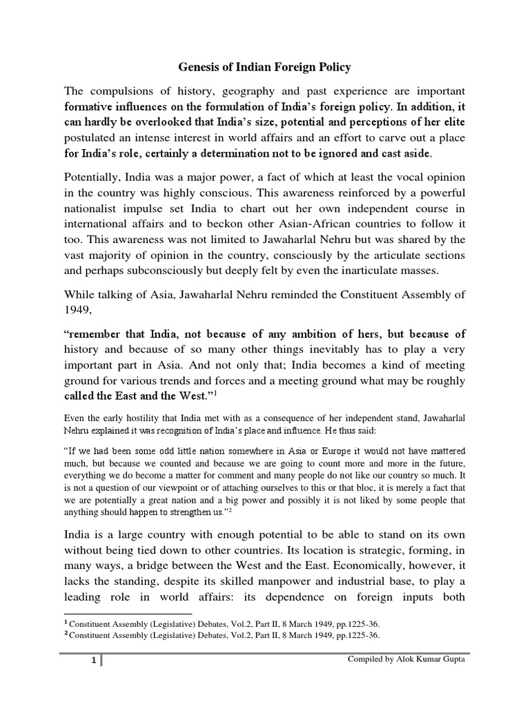 The Genesis and Evolution of India's Independent Foreign Policy: From ...