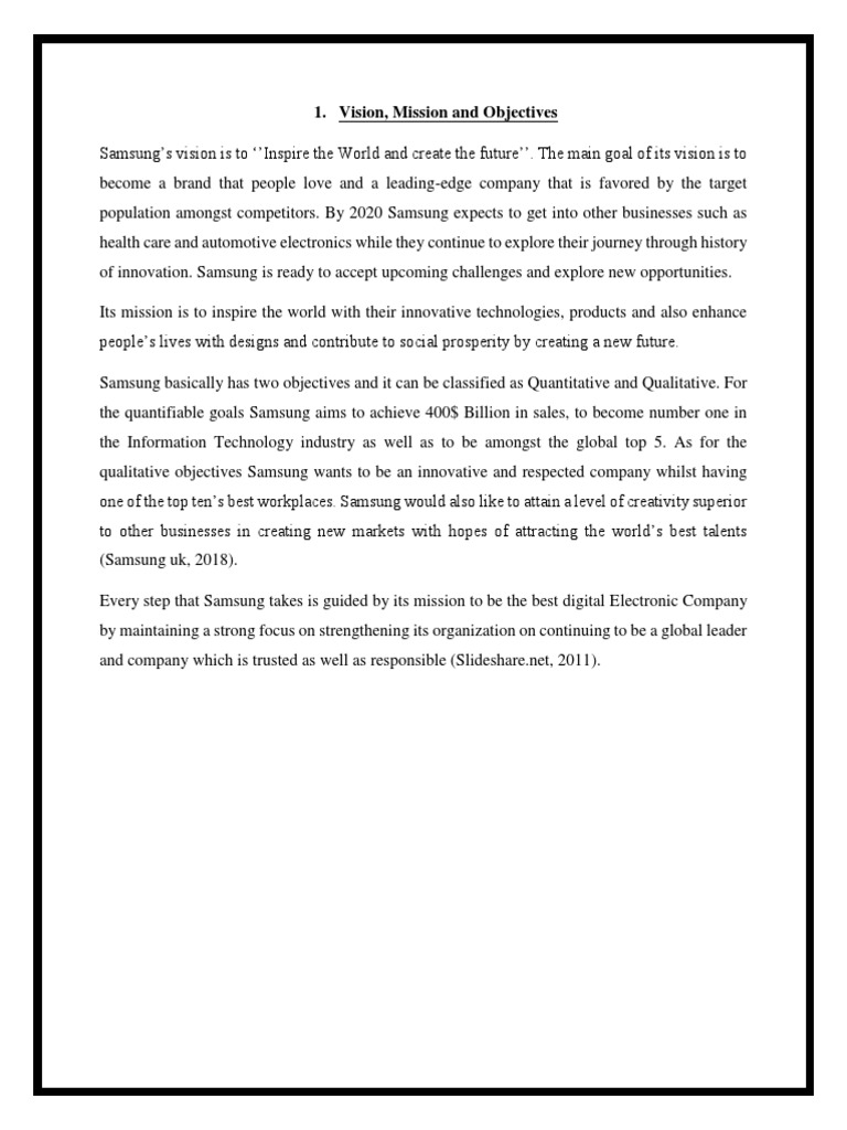 Vision, Mission and Objectives | PDF | Business