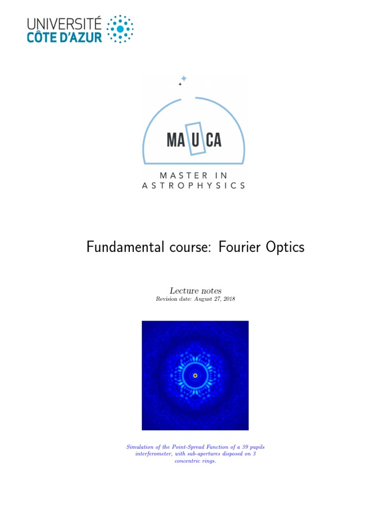 Fundamental Course: Fourier Optics: Lecture Notes | PDF | Convolution ...
