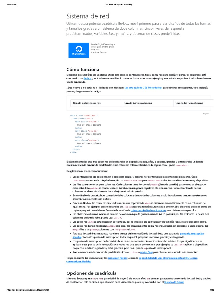 Sistema de Rejilla Bootstrap | PDF | Hipertexto | Desarrollo web