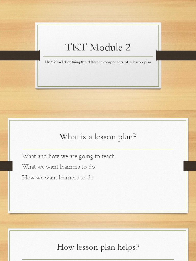 TKT Module 2 - Identifying The Different Components of A Lesson Plan | PDF