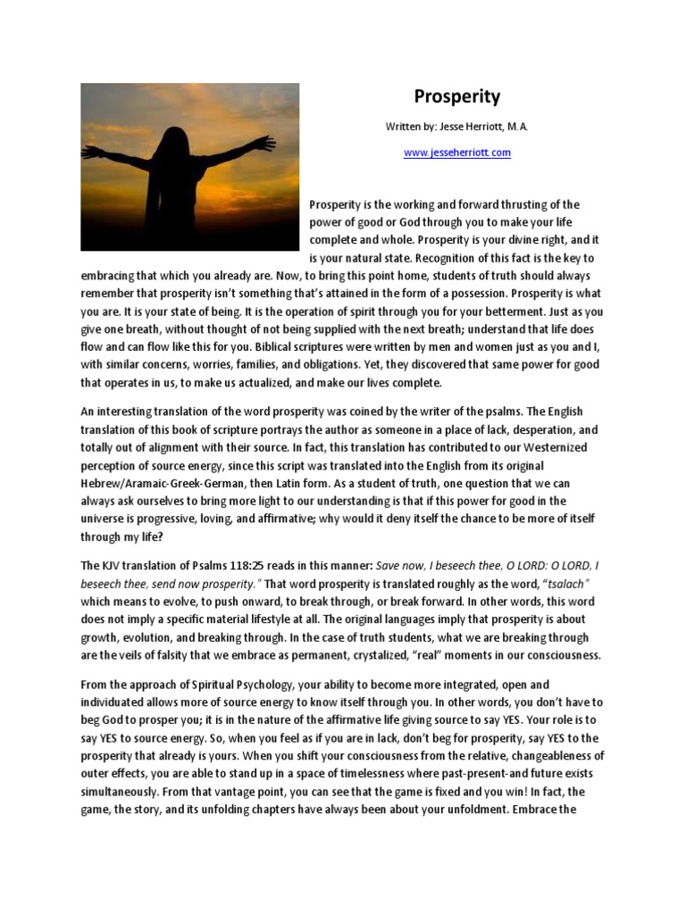 Prosperity From The Unity New Thought Perspective | PDF | Bible ...