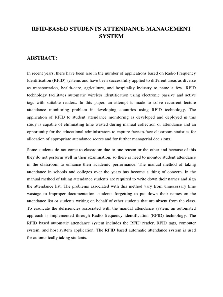 Rfid-Based Students Attendance Management System: Abstract | PDF