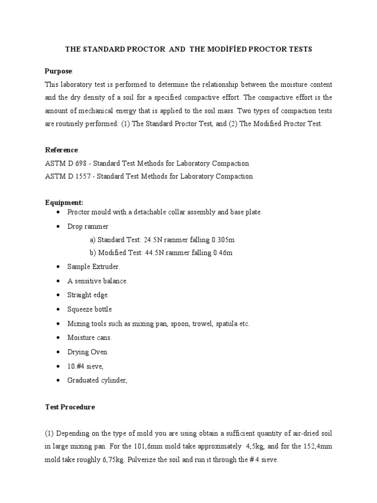 97-2003 The Standard and The Modi̇fi̇ed Proctor Tests | Download Free ...