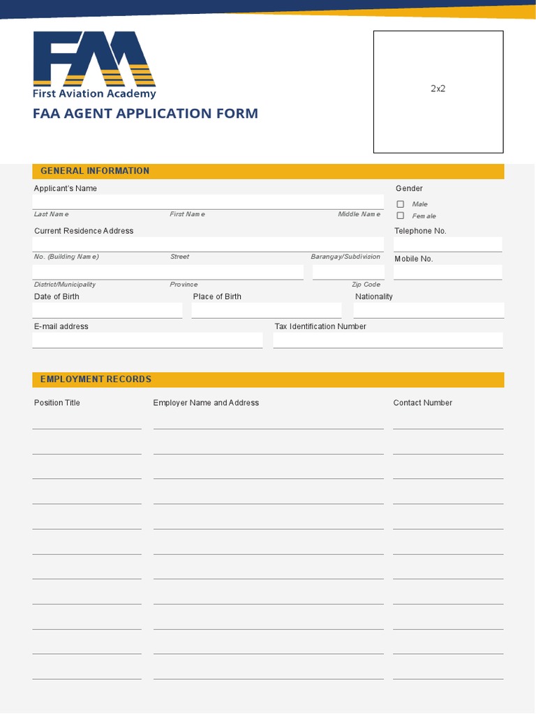 Faa Agent Application Form: General Information | PDF | Personally ...