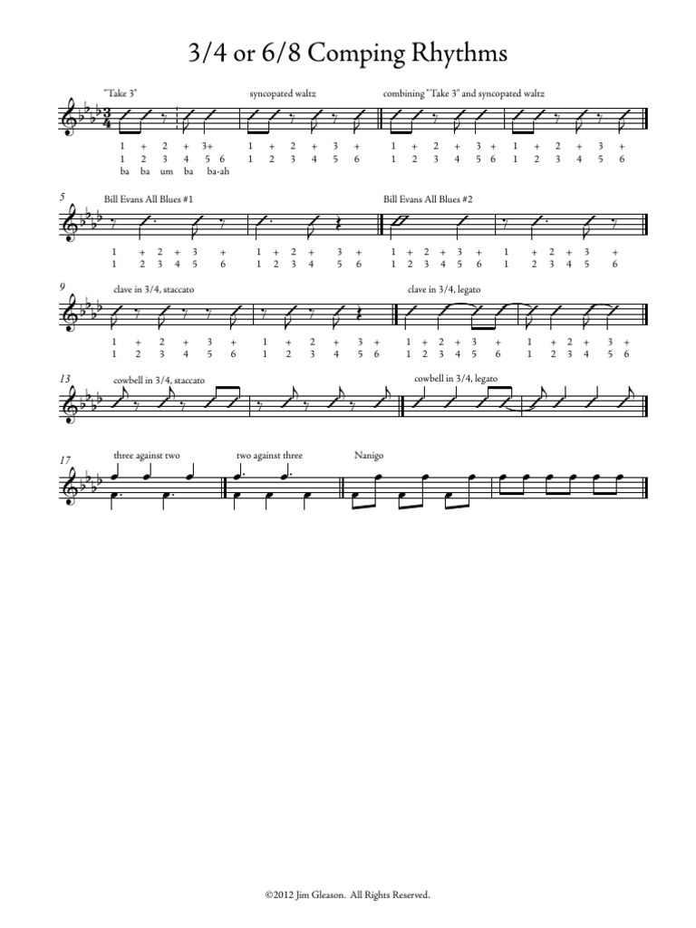 3 / 4 or 6 / 8 C Omping R Hythm S | PDF | Musical Techniques | Rhythm ...