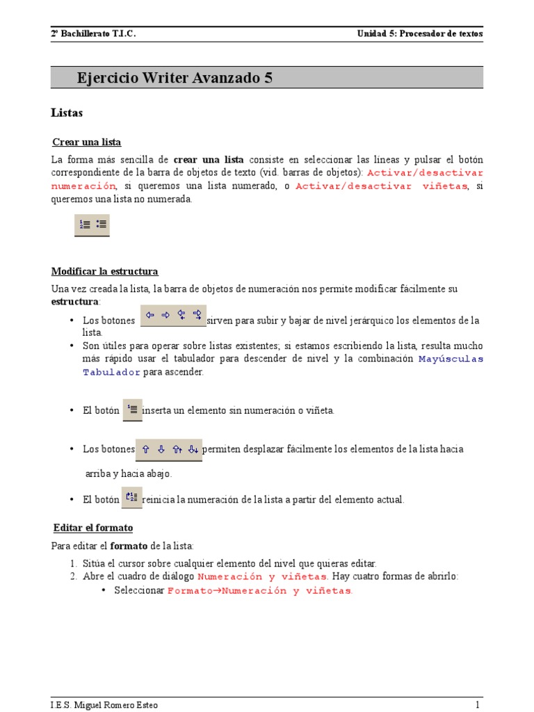 Ejercicios Writer Avanzado-5 | PDF | Informática | Software