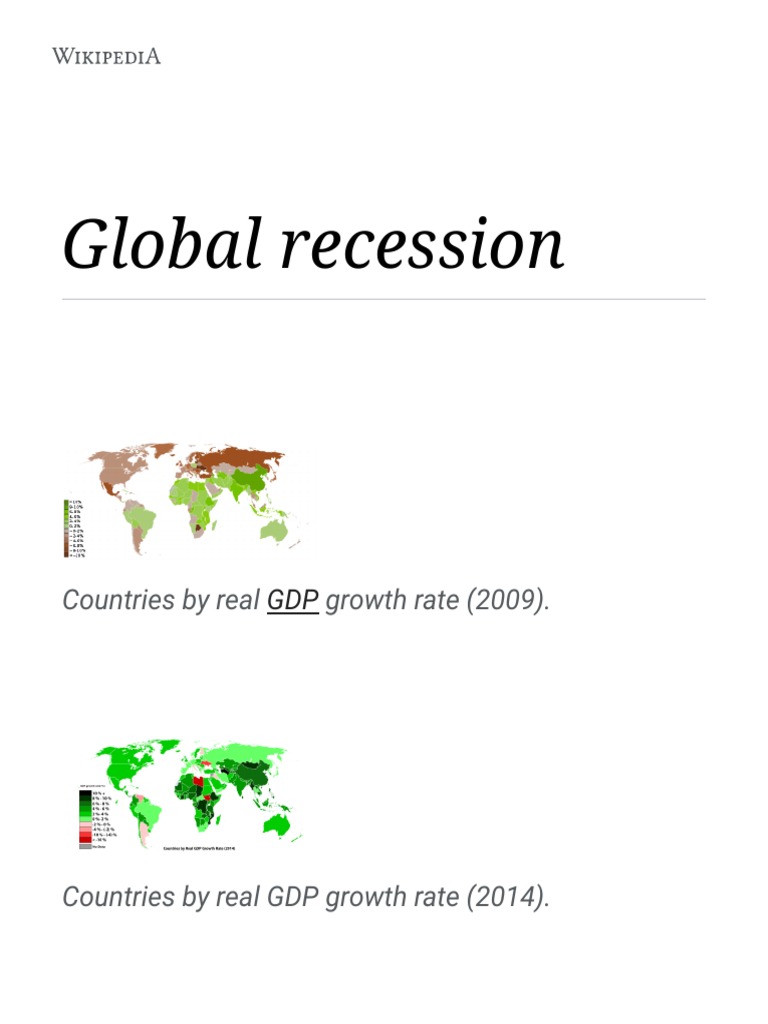 Global Recession - Wikipedia | PDF | Recession | Financial Crisis Of ...