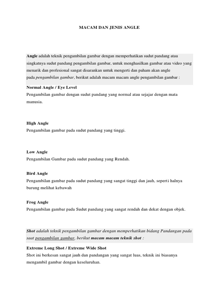 Macam Dan Jenis Angle | PDF